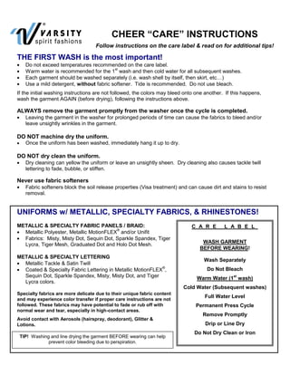 Uniform washing instructions | PDF