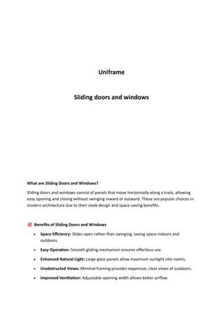 Uniframe -Sliding doors and windows panels | PDF