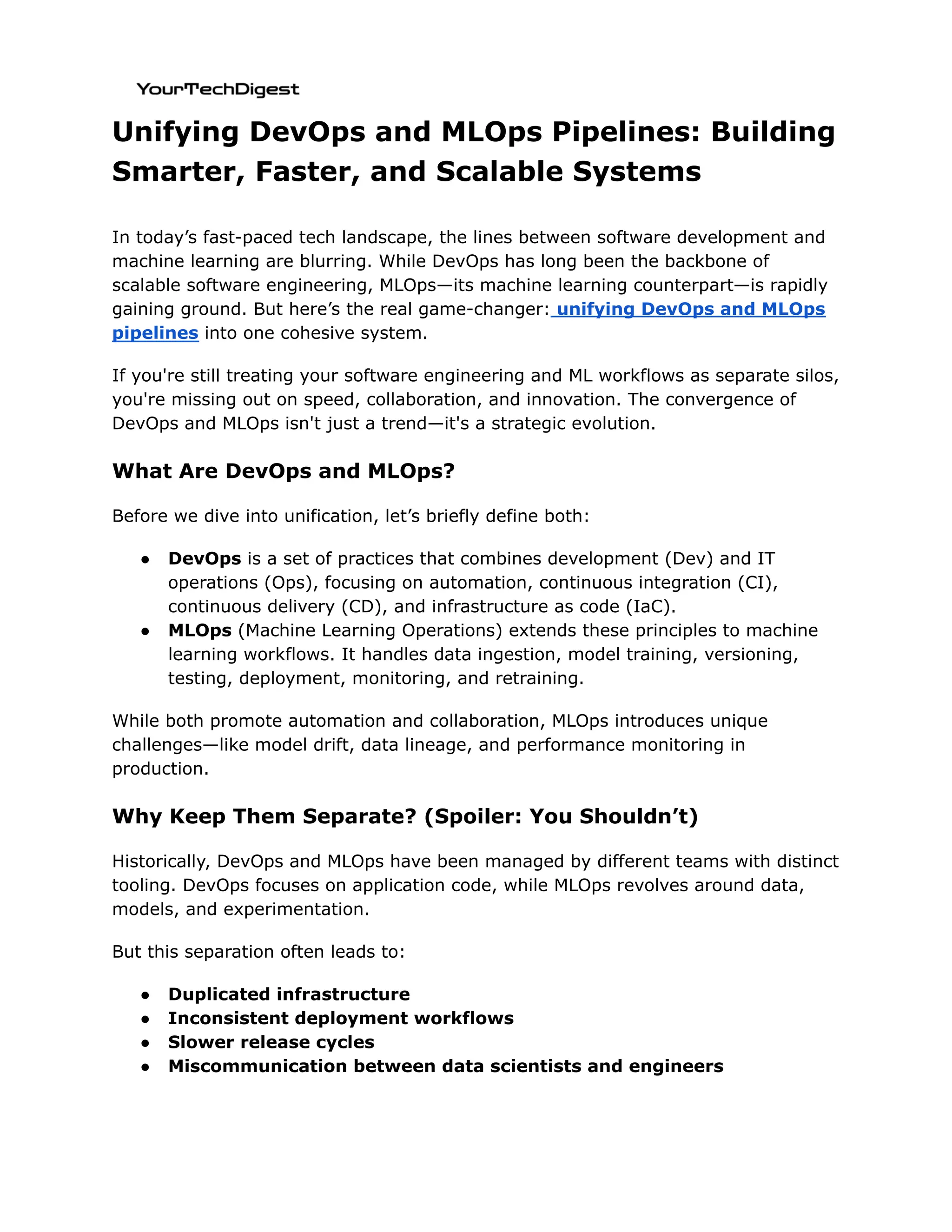 Unifying DevOps and MLOps Pipelines_ Building Smarter, Faster, and Scalable Systems.pdf