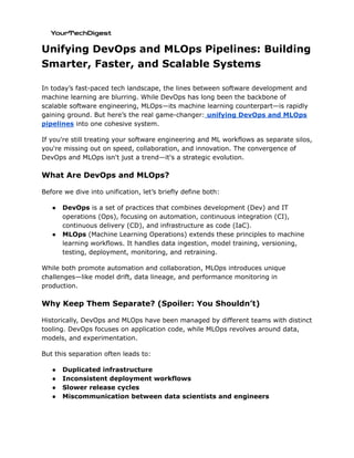 Unifying DevOps and MLOps Pipelines_ Building Smarter, Faster, and Scalable Systems.pdf
