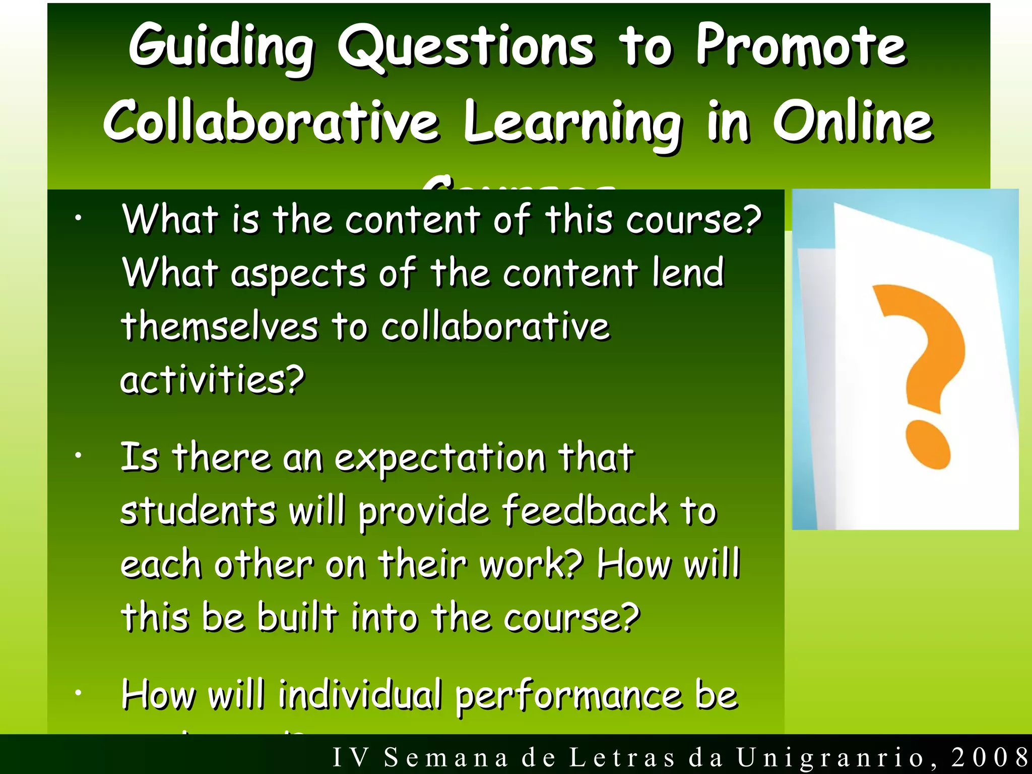 Online Collaborative Learning in ELT | PPT