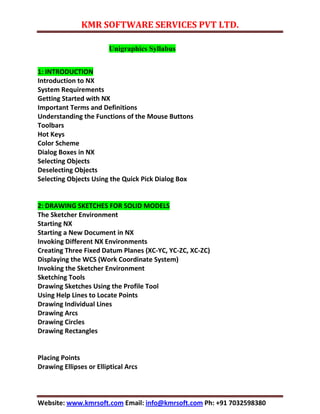 UNIGRAPHICS ONLINE TRAINING BY KMR | PDF