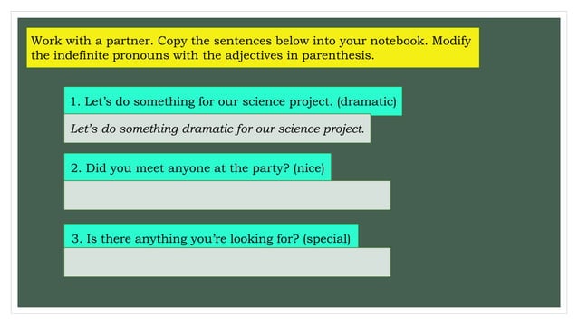 Adjectives after Indenfinite Pronouns Prenominal and postnominal ...