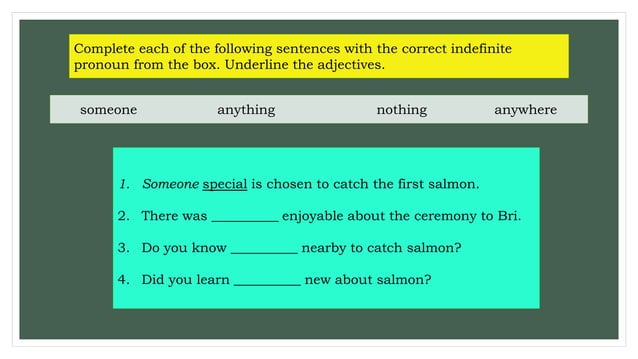 Adjectives after Indenfinite Pronouns Prenominal and postnominal ...