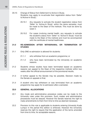 Uni kl rulesandregulationshandbook7thedition | PDF