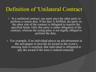 Unilateral Contract