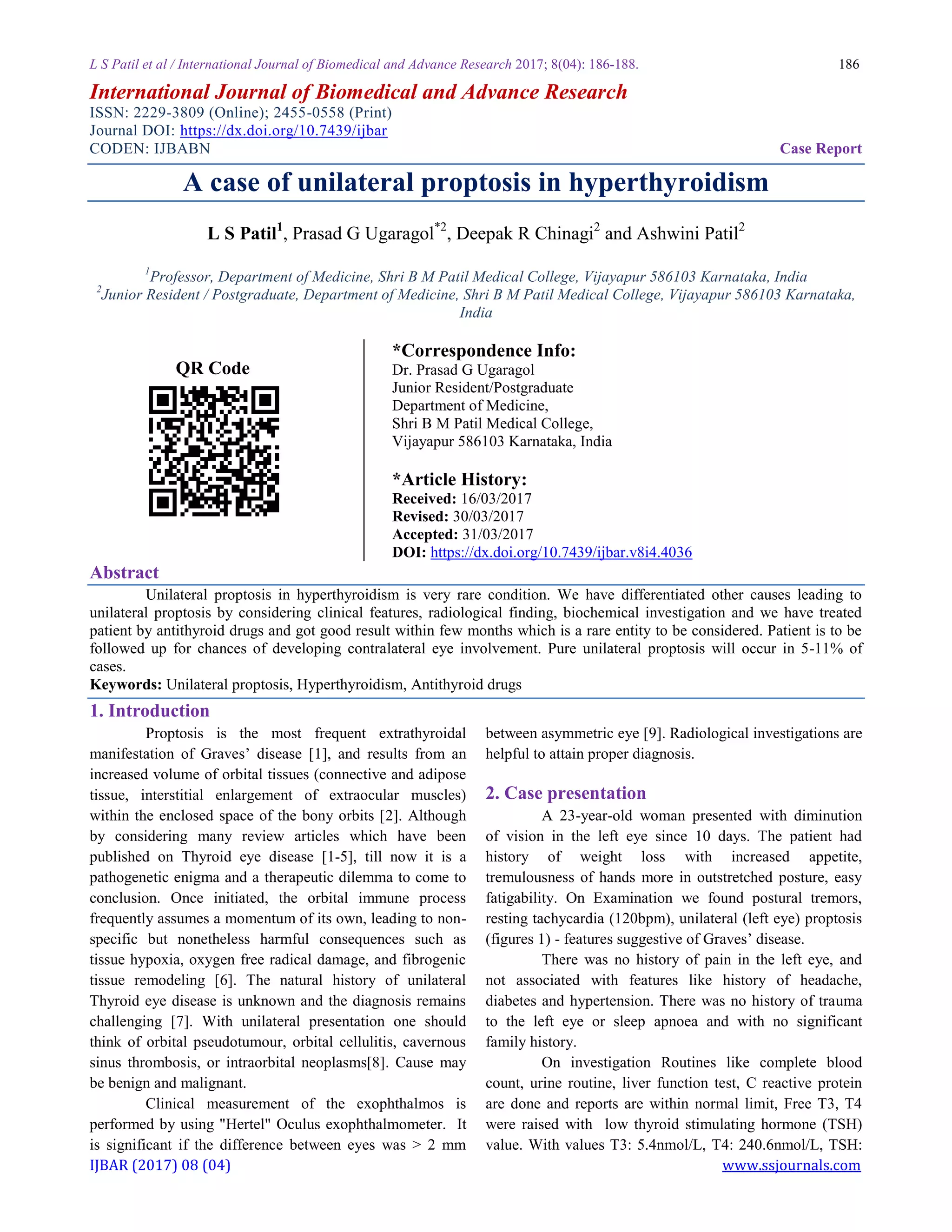 Unilateral proptosis in hyperthyroidism | PDF
