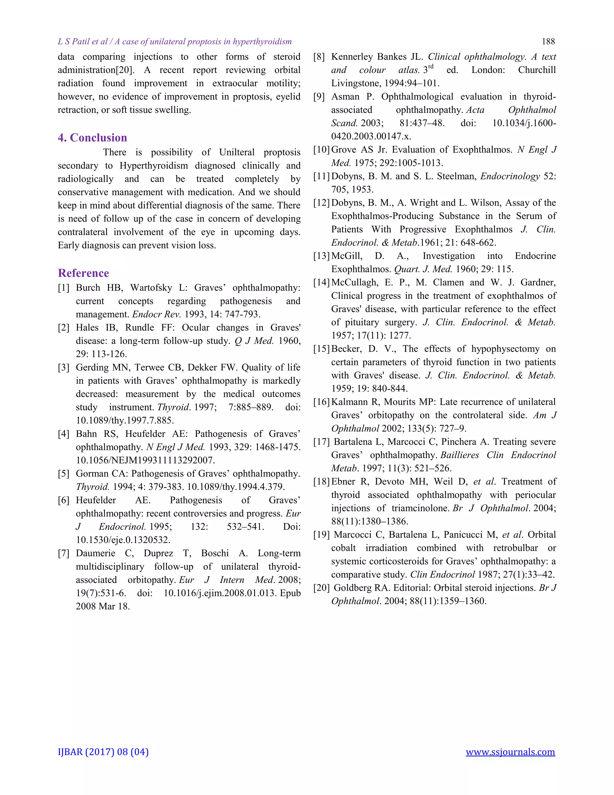Unilateral proptosis in hyperthyroidism | PDF