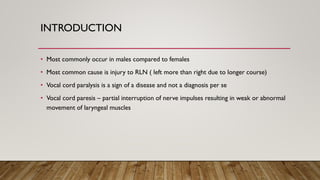 UNILATERAL VOCAL FOLD PARALYSIS - powerpoint presentation | PDF