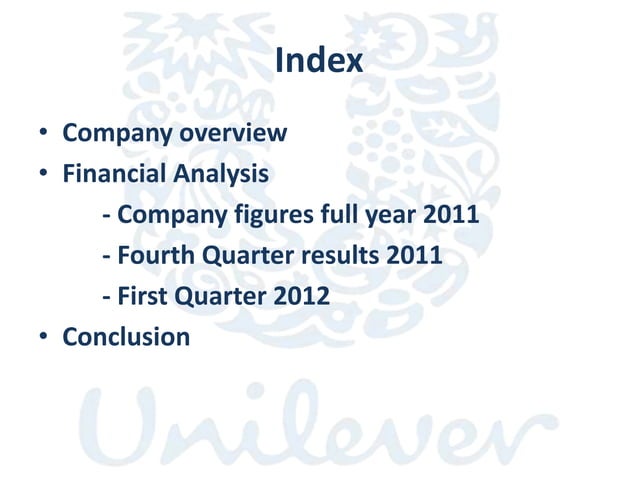Financial analysis Unilever | PPTX