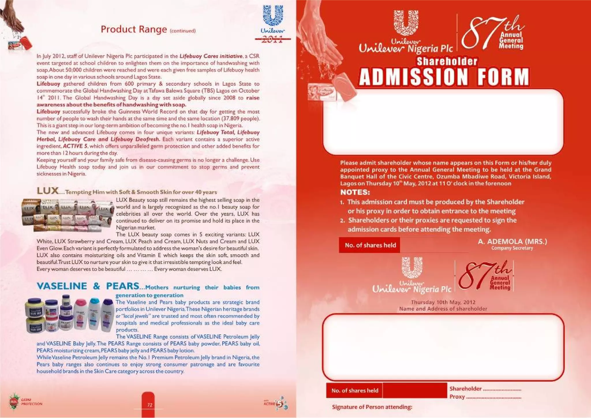 Unilever Annual Report 2011 | PPT