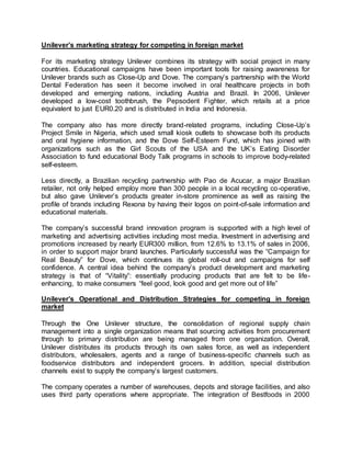 How does Unilever apply different strategies to gain competitive ...