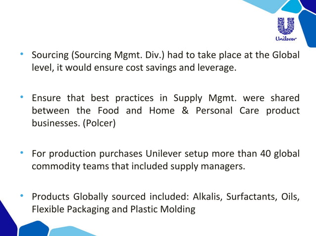 Unilever Supply Chain Management | PPT