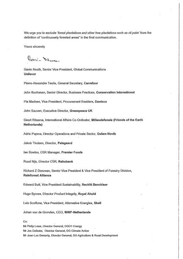 Unilever letter to eu re forest f | PDF