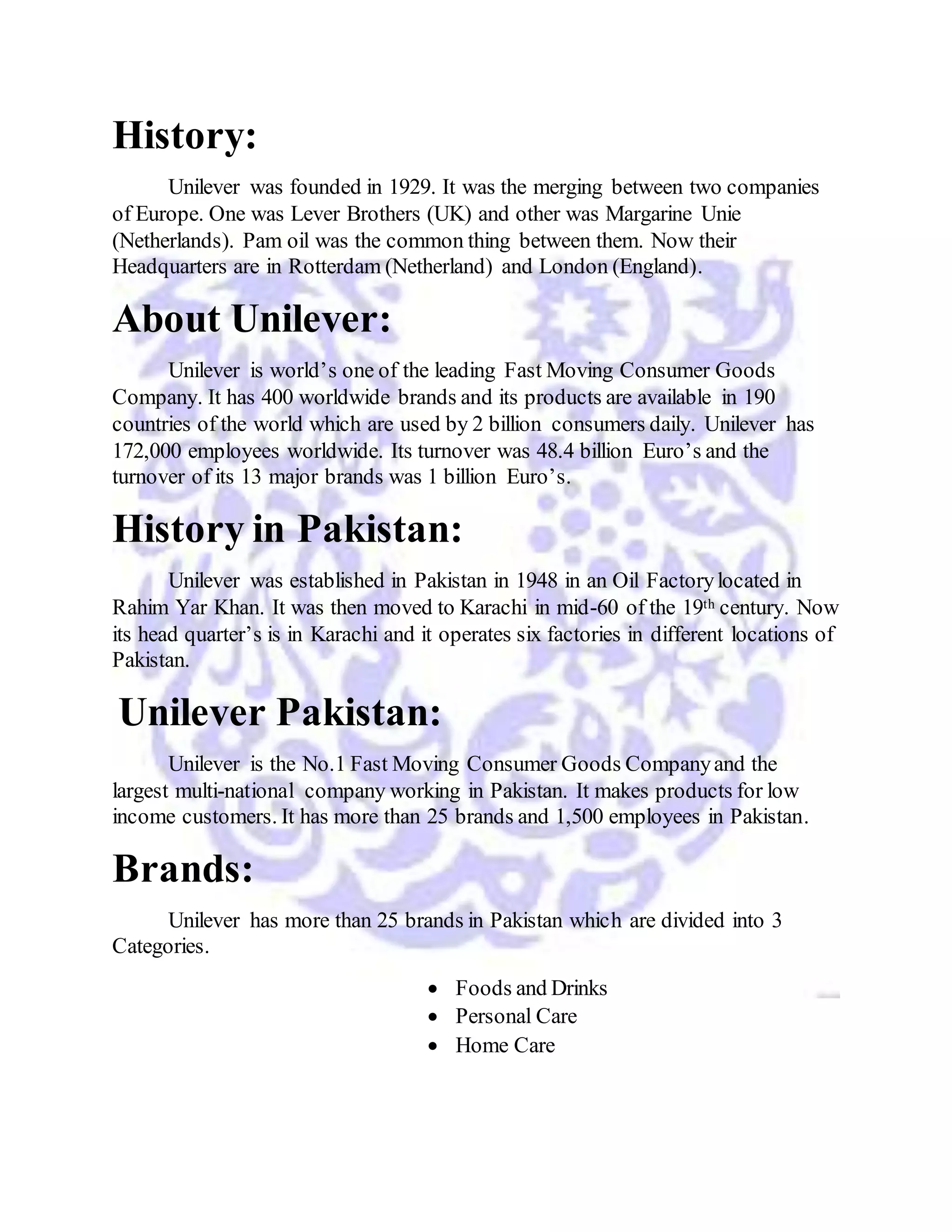 Unilever pakistan ltd | DOCX