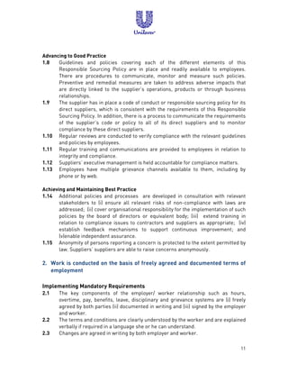 Unilever responsible sourcing policy 2014 | PDF