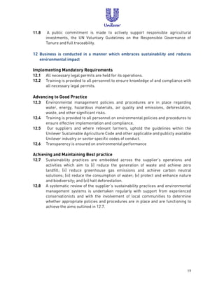 Unilever responsible sourcing policy 2014 | PDF