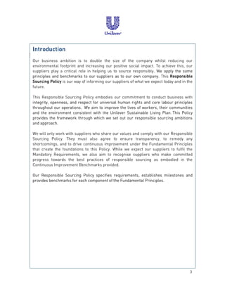 Unilever responsible sourcing policy 2014 | PDF