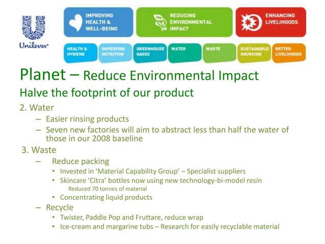 Unilever sustainable business plan | PPTX | Business | Business and Finance