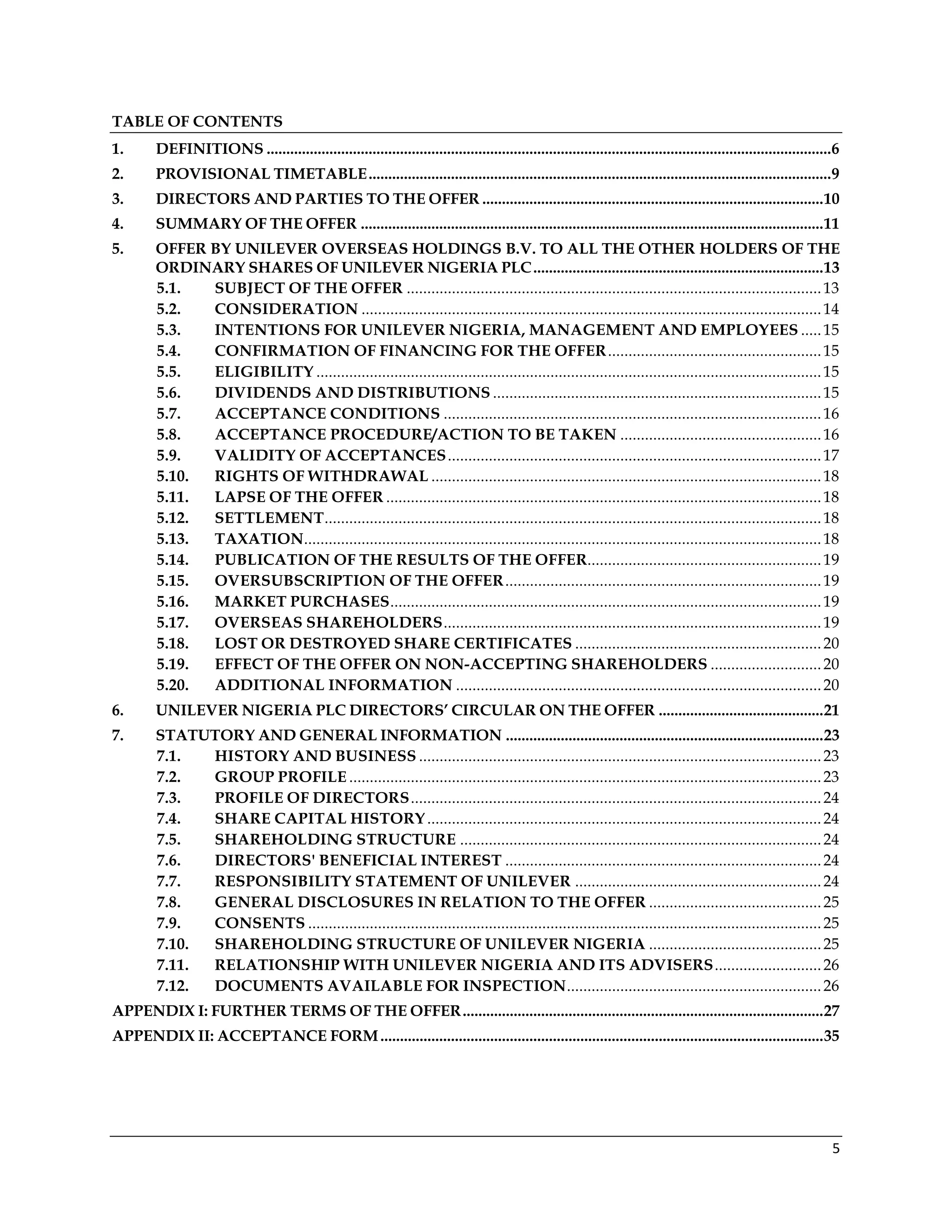 Unilever Tender Offer | PDF