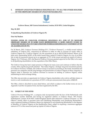 Unilever Tender Offer | PDF