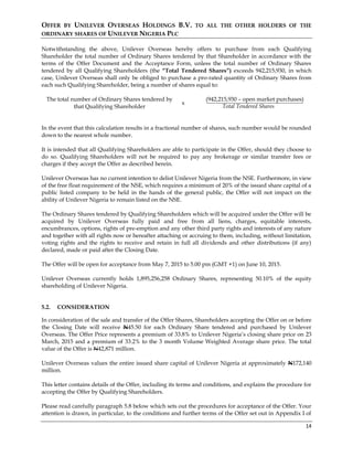 Unilever Tender Offer | PDF