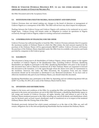 Unilever Tender Offer | PDF