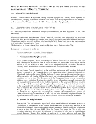 Unilever Tender Offer | PDF