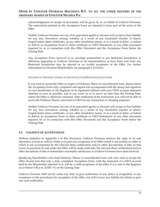 Unilever Tender Offer | PDF