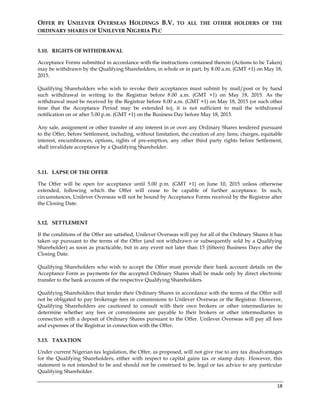 Unilever Tender Offer | PDF