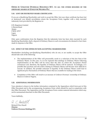Unilever Tender Offer | PDF