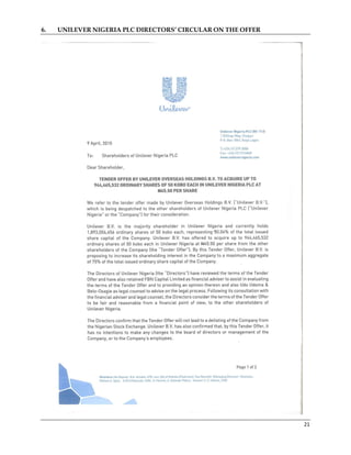 Unilever Tender Offer | PDF