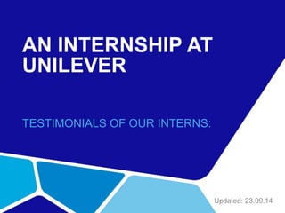 Unilever Internship Testimonials | PPTX