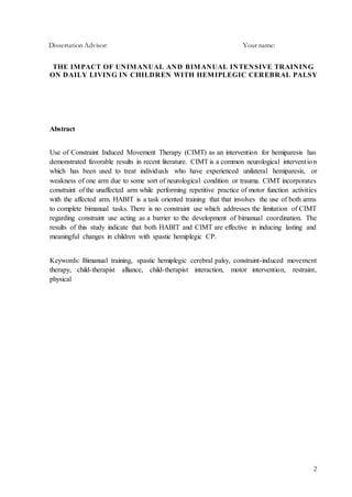 Unimanual and bimanual intensive training | DOCX