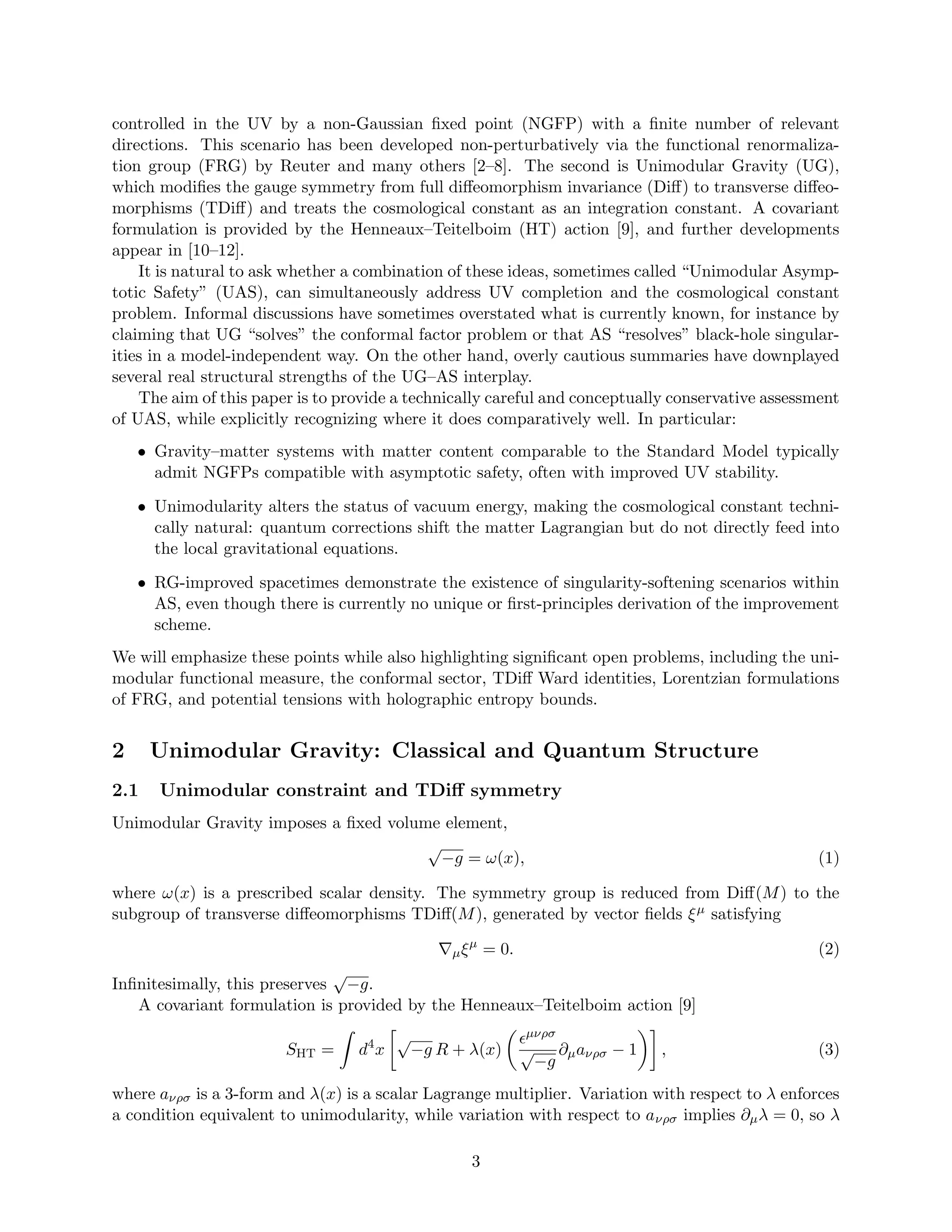 Unimodular Gravity and Asymptotic Safety | PDF