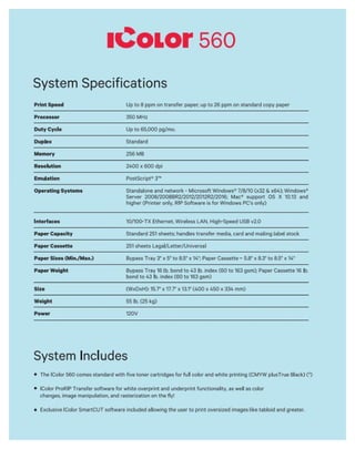 Uninet iColor 560 Digital Color Printers | PDF