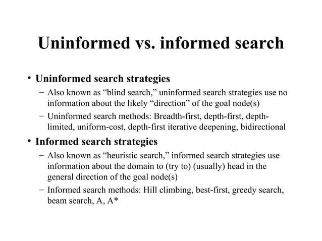 Uninformed Search basics - Artificial Intelligence - Anna University | PPT