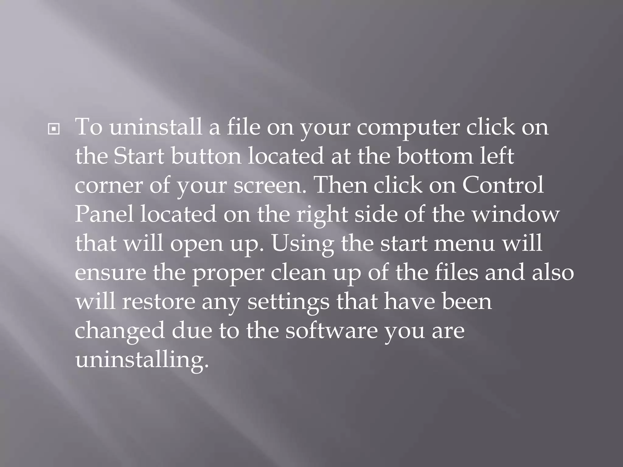 Uninstall a program | PPTX
