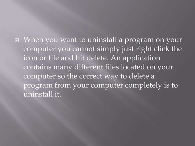 Uninstall a program | PPTX