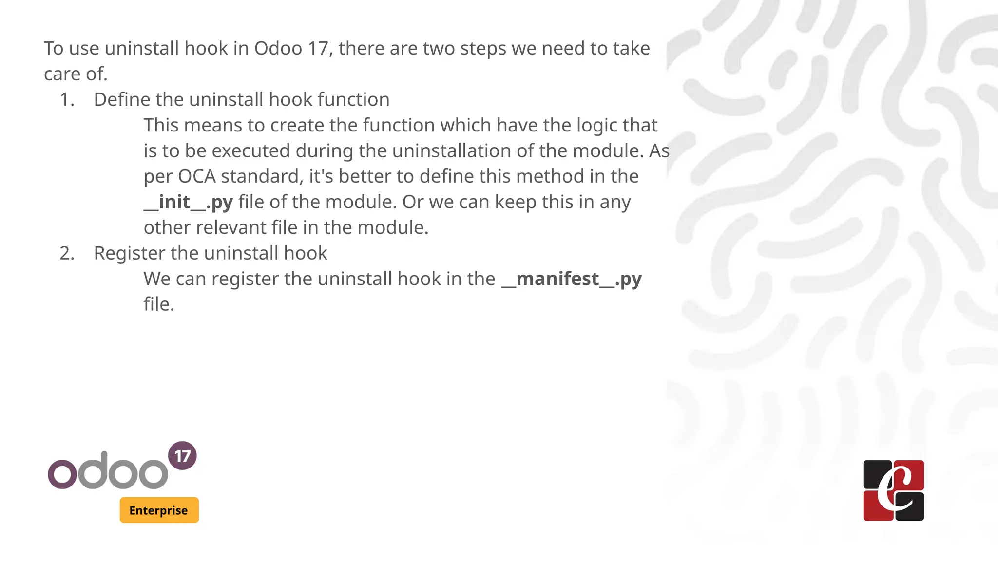 Uninstall Hook in Odoo 17 - Odoo 17 Slides | PPTX