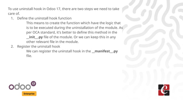 Uninstall Hook in Odoo 17 - Odoo 17 Slides | PPTX