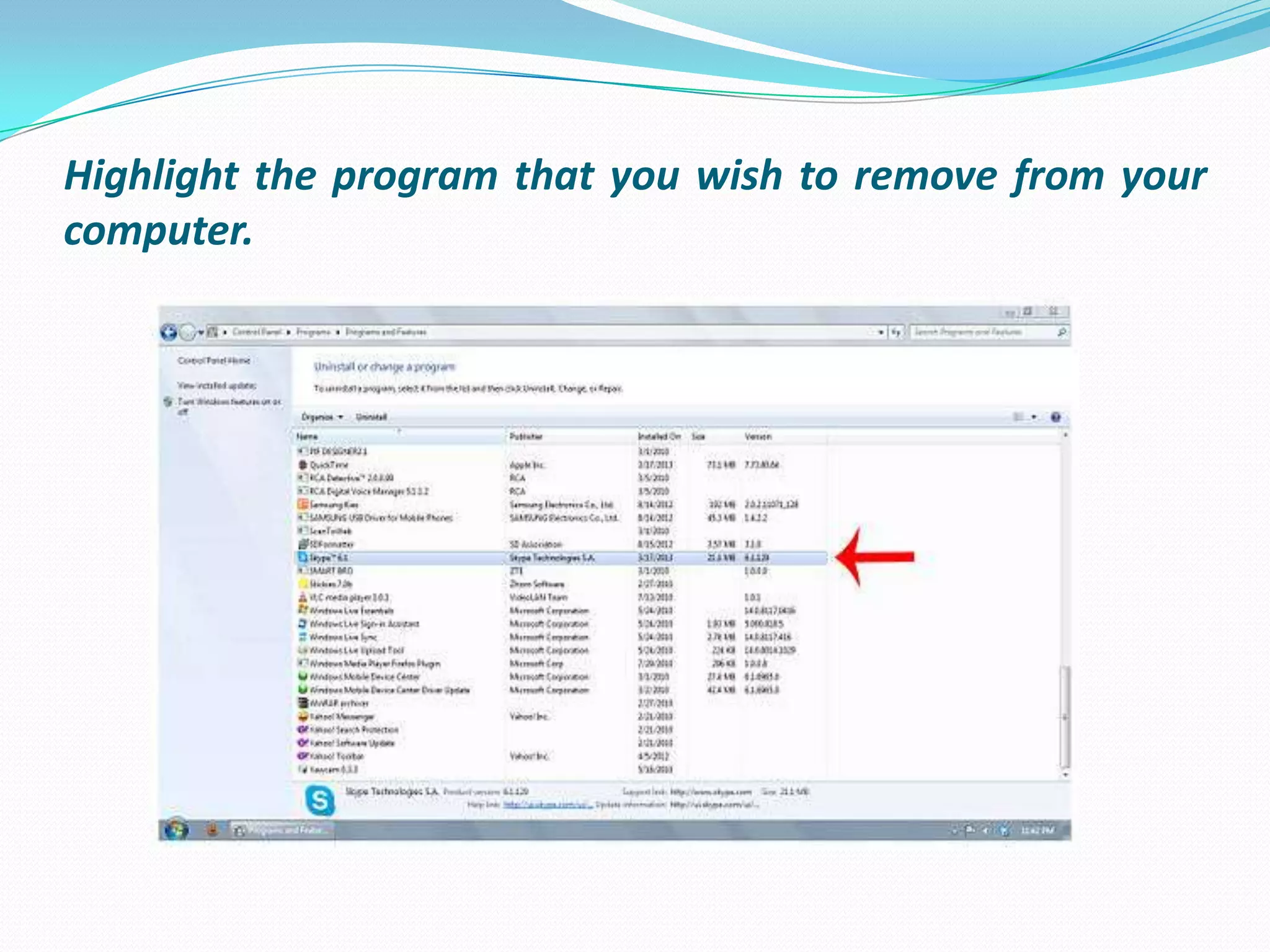 Uninstall program from window7 | PPTX