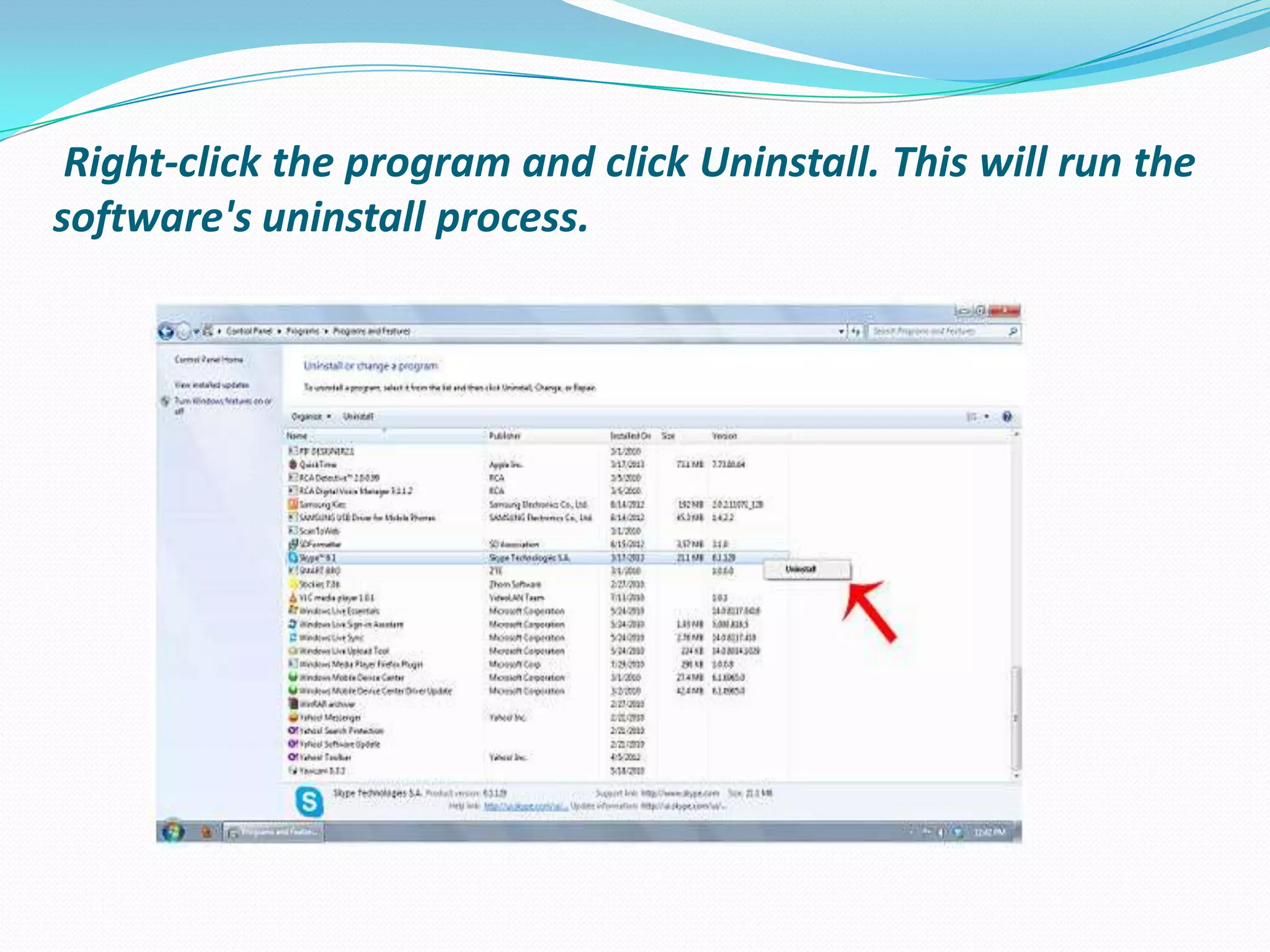 Uninstall program from window7 | PPTX