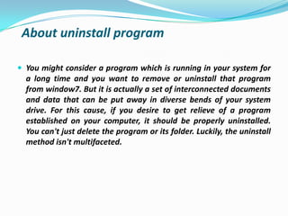 Uninstall program from window7 | PPTX