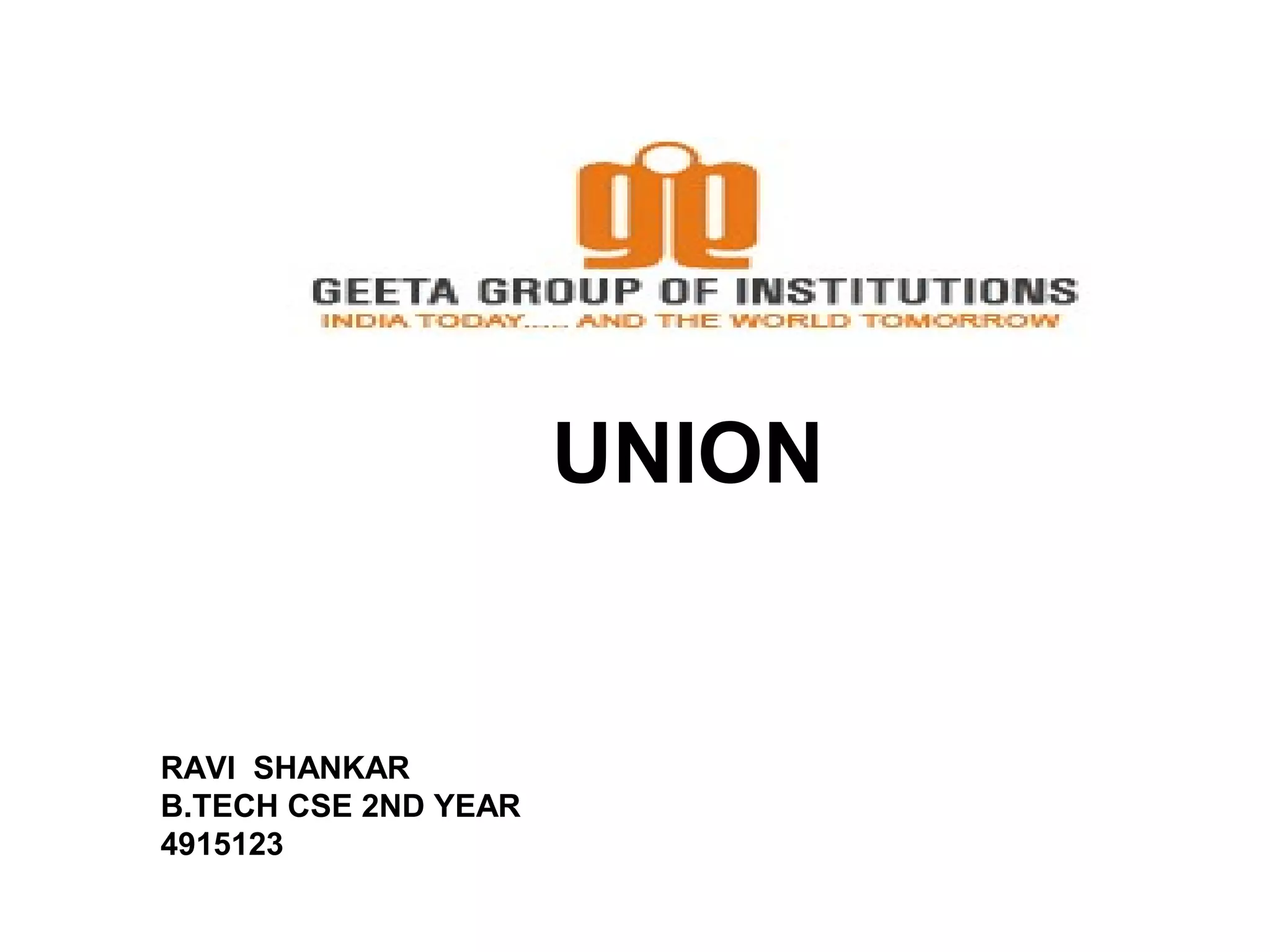 Union In language C | PPT