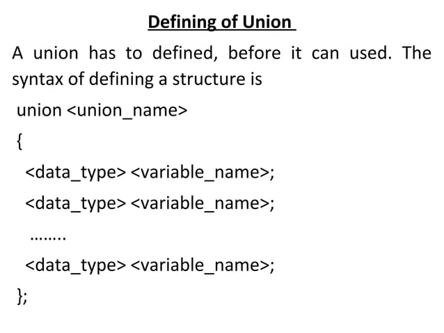 Union In language C | PPT