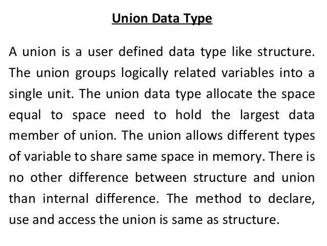 Union In language C