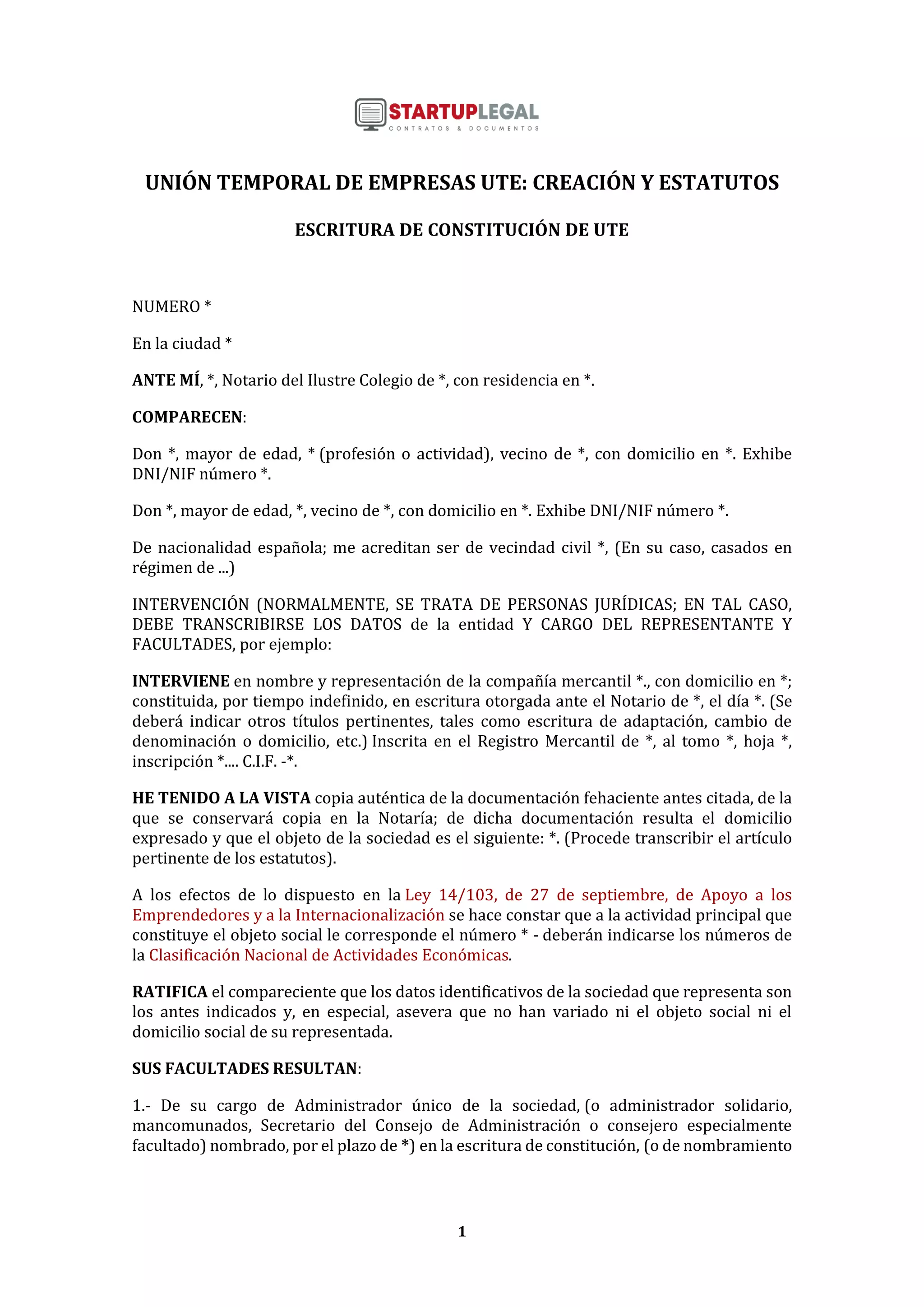 Union Temporal de Empresas UTE | PDF