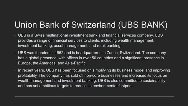 Union Bank of Switzerland (UBS BANK).pptx | Business Banking & Finance | Business