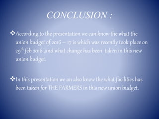 PRESENTATION ON UNION BUDGET | PPTX